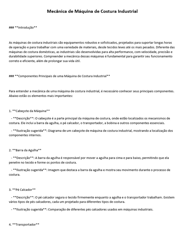 Introdução a Mecânica de Máquina de Costura Industrial | PDF Introdução a Mecânica de Máquina de Costura Industrial | PDF