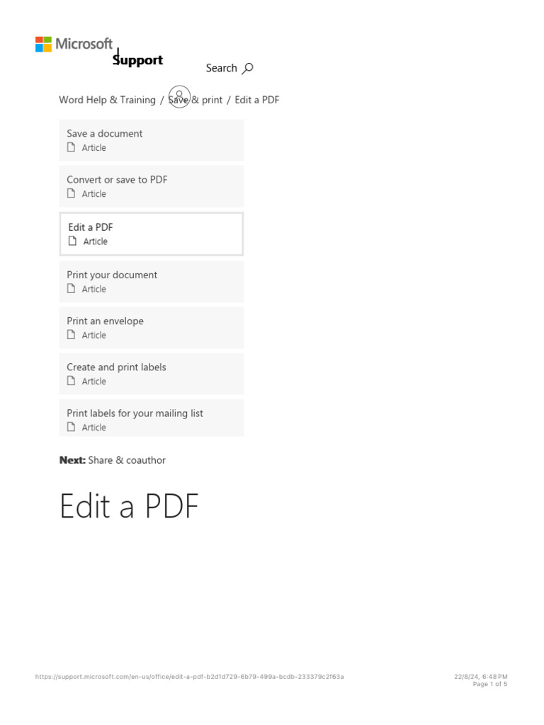 Edit A PDF - Microsoft Support | PDF