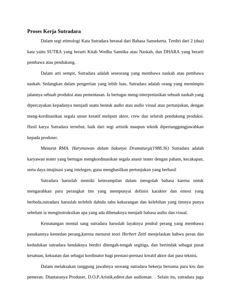 Proses Kerja Sutradara (Tiwalk) Beres | PDF