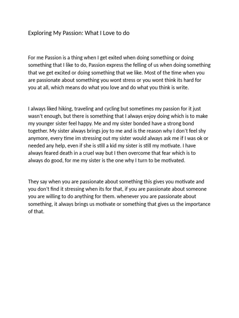 Exploring My Passion | PDF