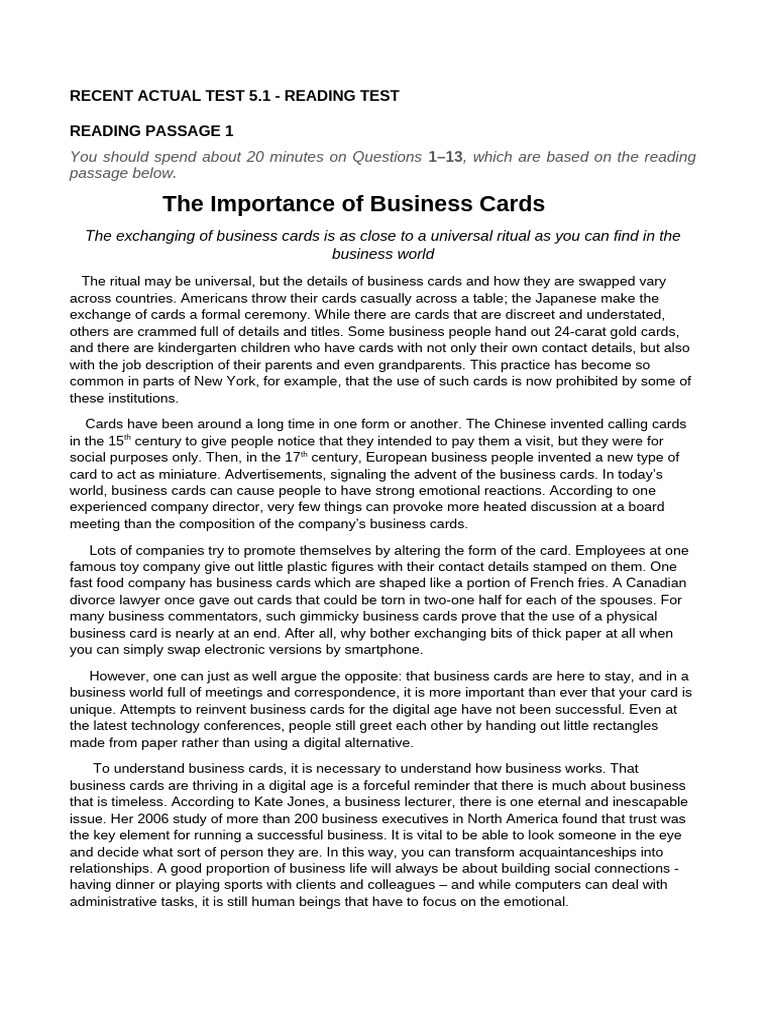The Importance of Business Cards | PDF