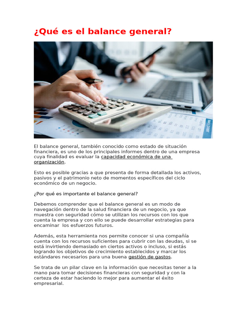 Qué Es El Balance General | PDF