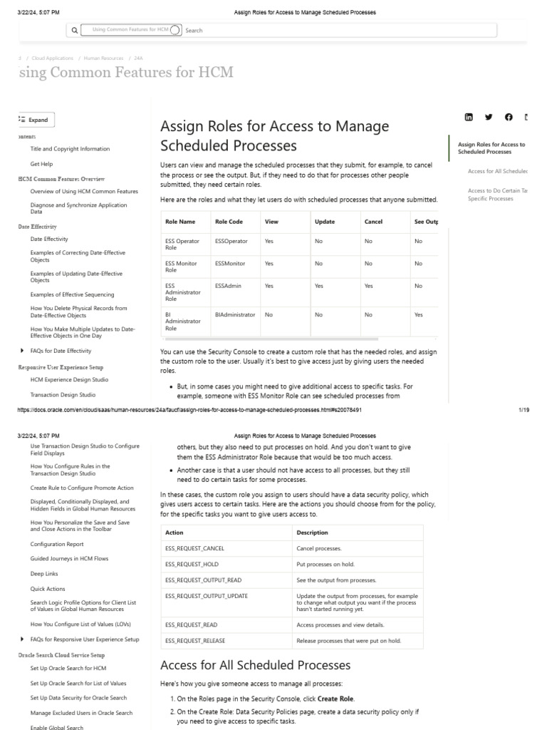 Assign Roles For Access To Manage Scheduled Processes | PDF