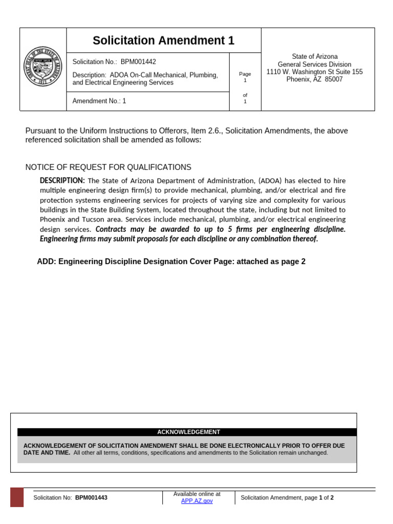 Solicitation Amendment I | PDF