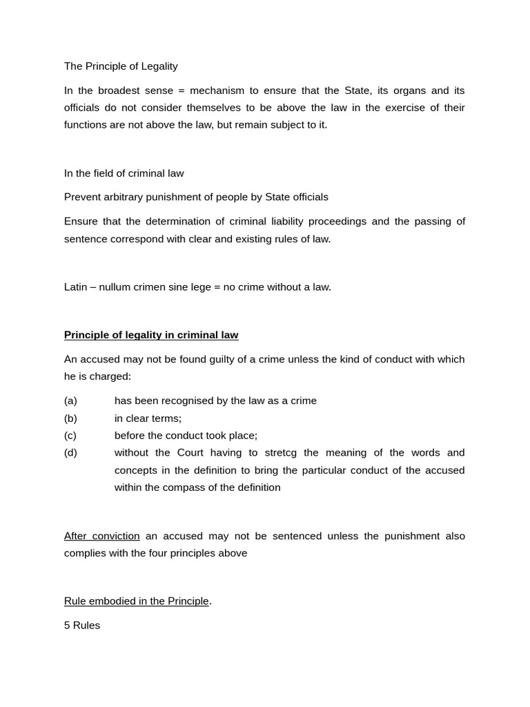 FORP 123 - Study Unit 2 - Principle of Legality | PDF