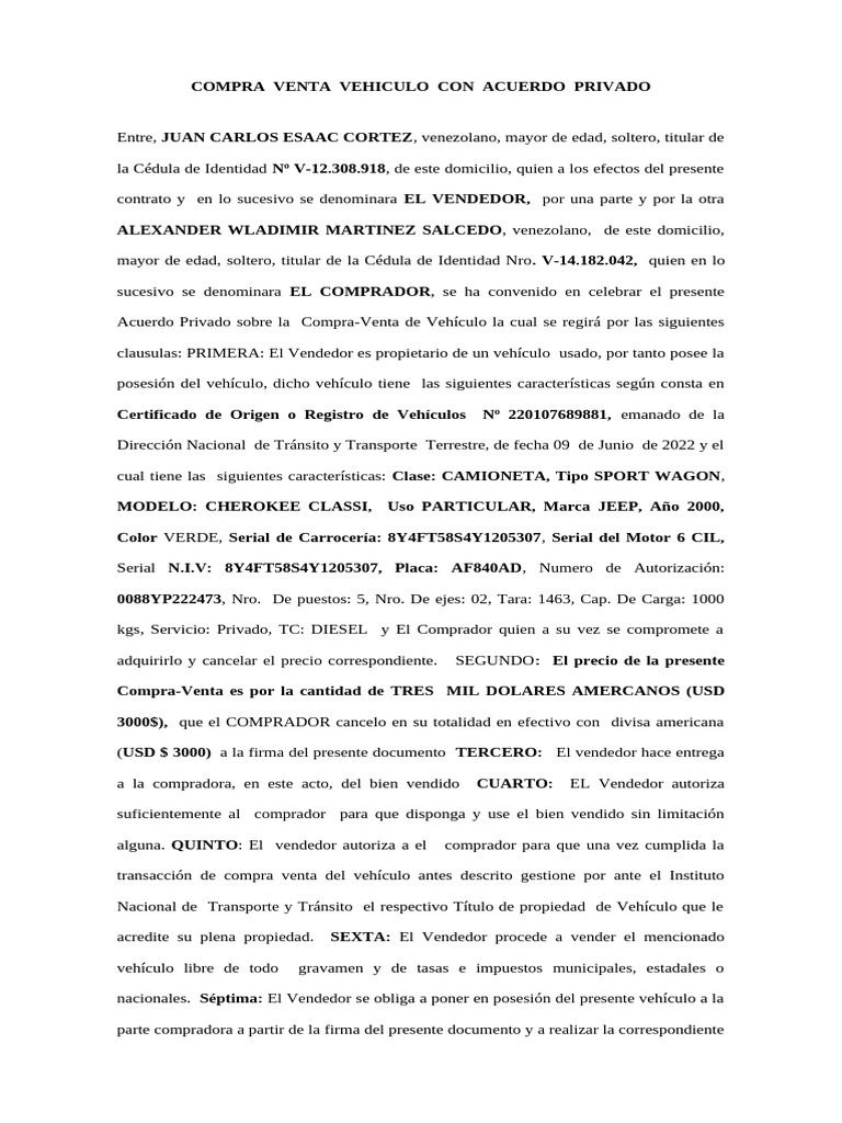 Jventa Vehiculo Jean Paul | PDF