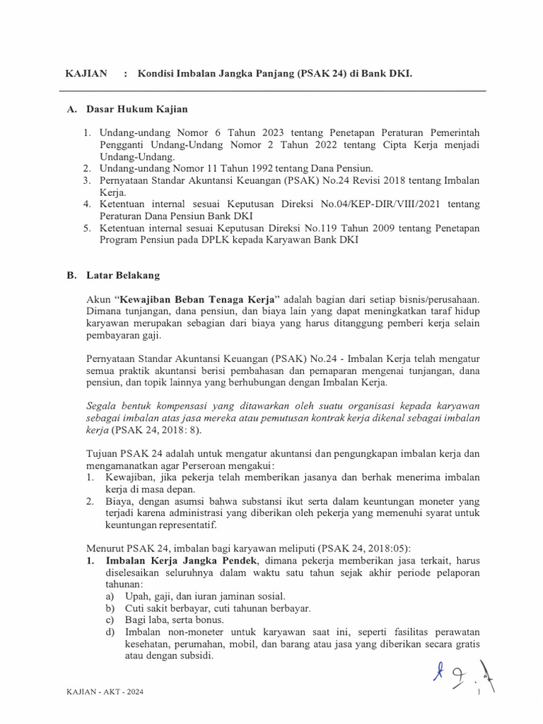 Kajian PSAK 24 Paska Kerja (SCAN) | PDF