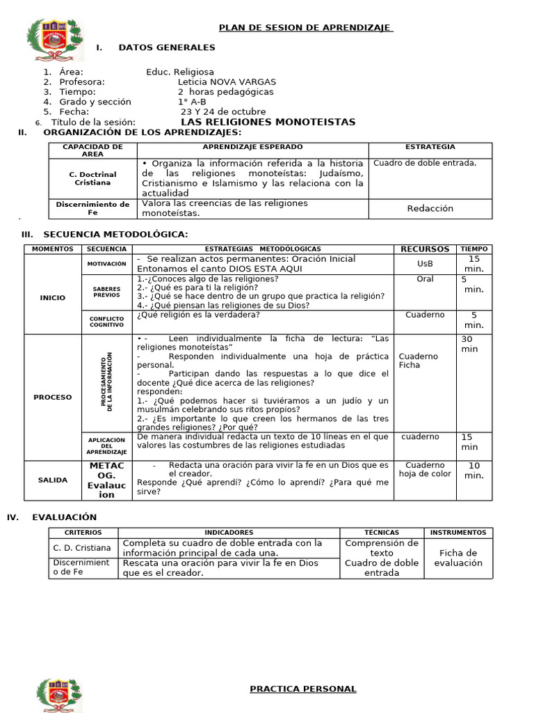 Sesion de Aprendizaje #25 | PDF