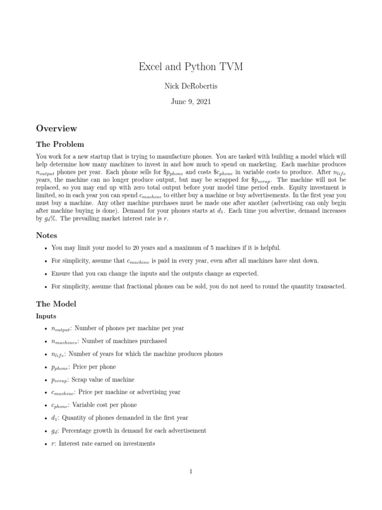 PJ1 Excel and Python TVM | PDF