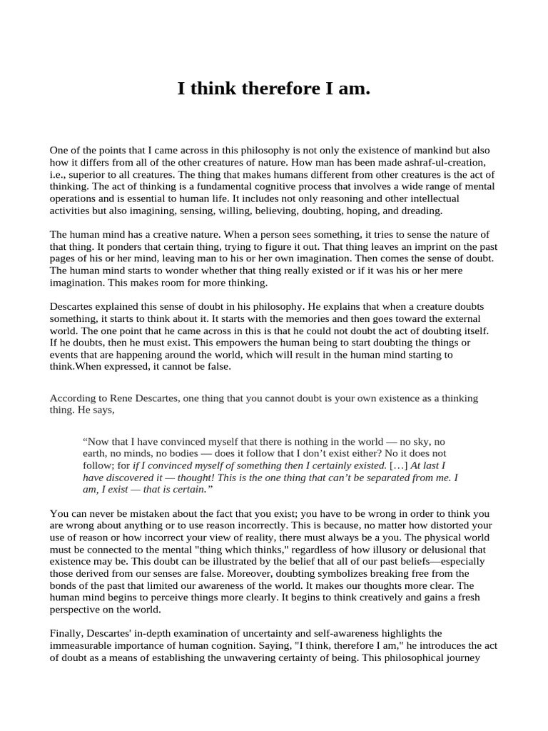 I Think Therefore I Am | PDF