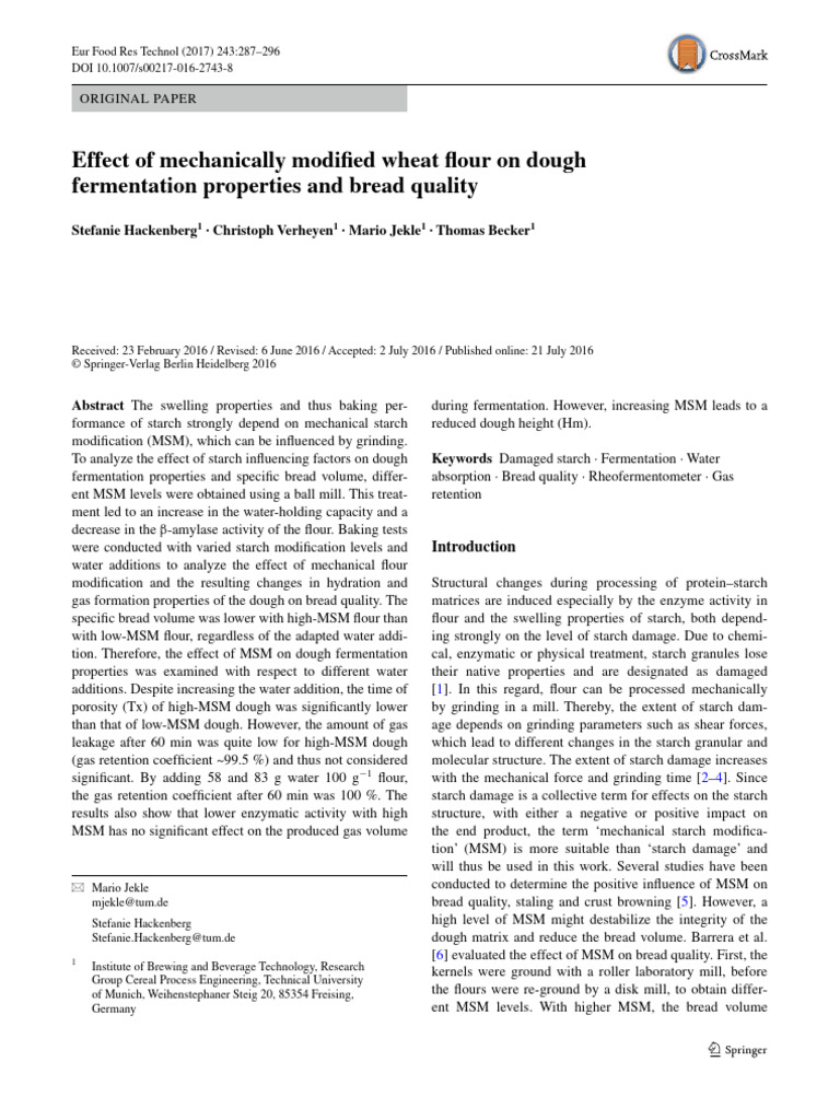 Effect of Mechanically Modified Wheat Flour On Dough Fermentation ...