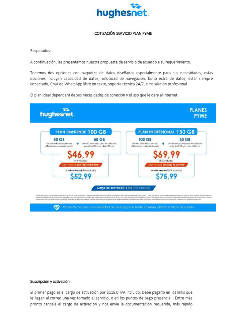 Cotización Plan Pyme Ecuador | PDF