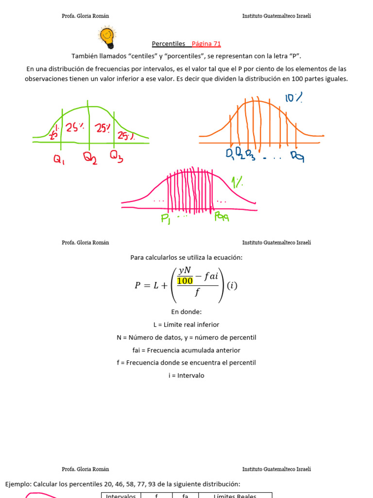 Clase Estadística 4to. CCLL 14-09-2021 - Percentiles | PDF
