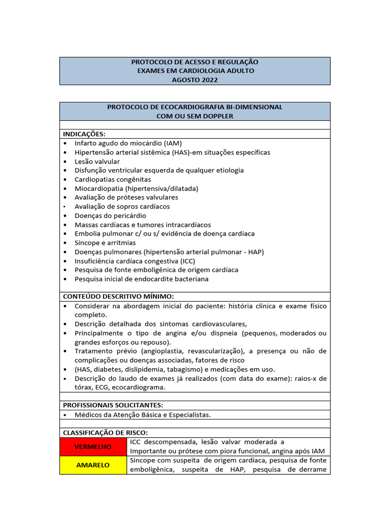23 Protocolo de Exames em Cardiologia Adulto | PDF