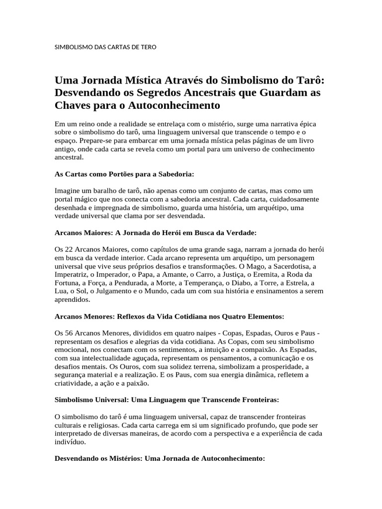 Simbolismo Das Cartas de Tero | PDF