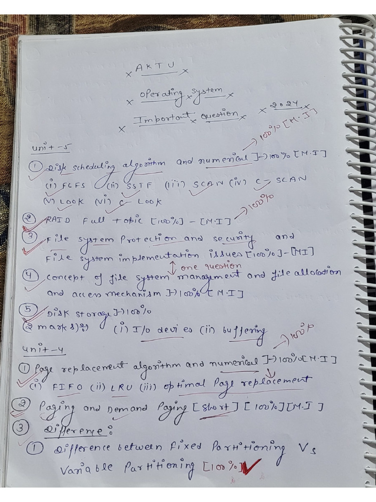 Operating System Important Aktu | PDF