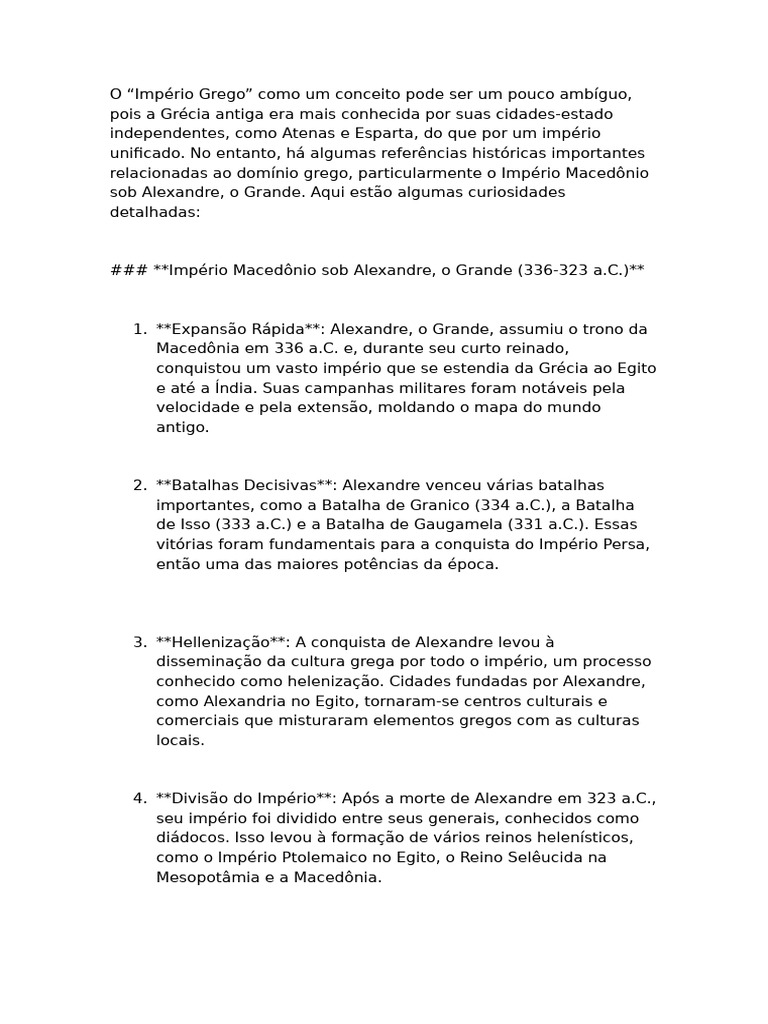 Imperio Grego | PDF | Alexandre, o Grande | Grécia Antiga