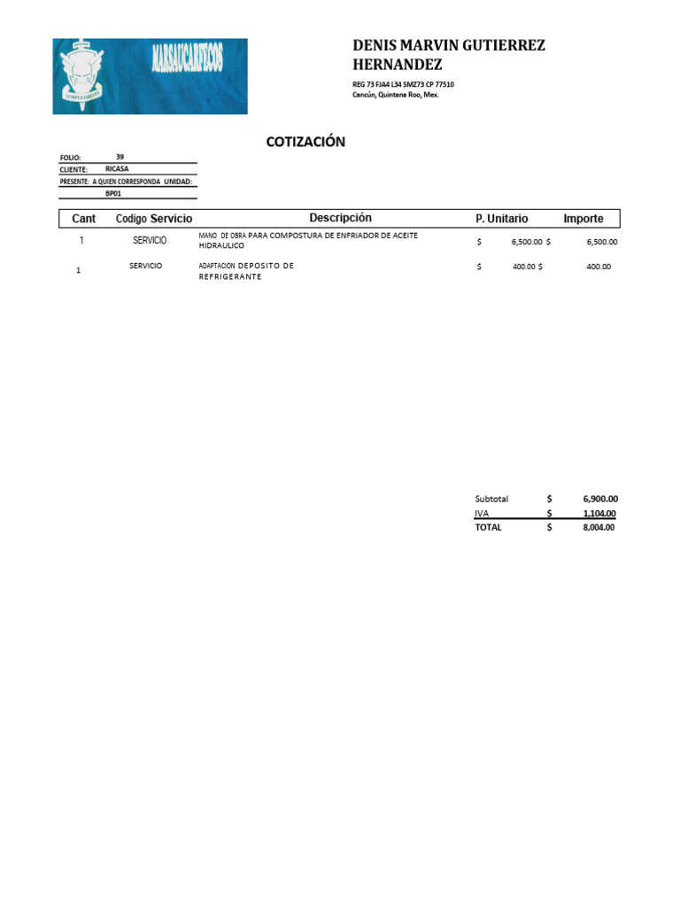 Cotizacion BP01 | PDF