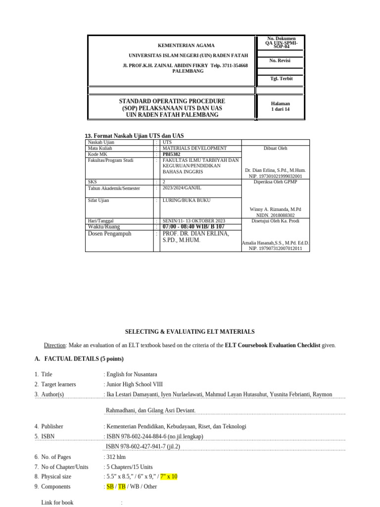 Revised UTS MD ESP | PDF