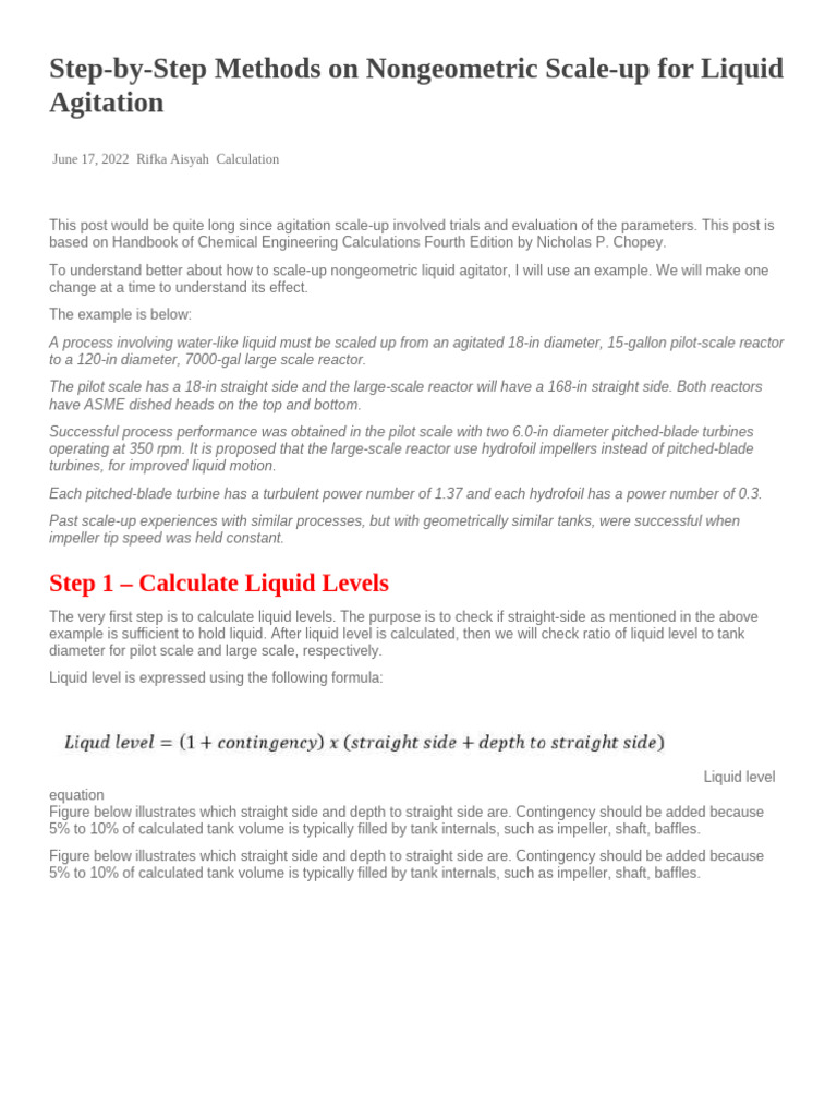 Step-by-Step Methods On Nongeometric Scale-Up For Liquid Agitation ...