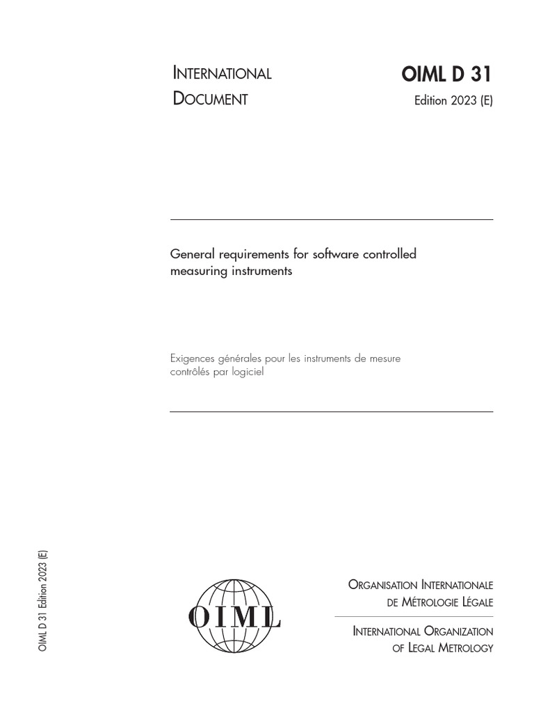 Oiml D 31: Nternational Ocument | PDF