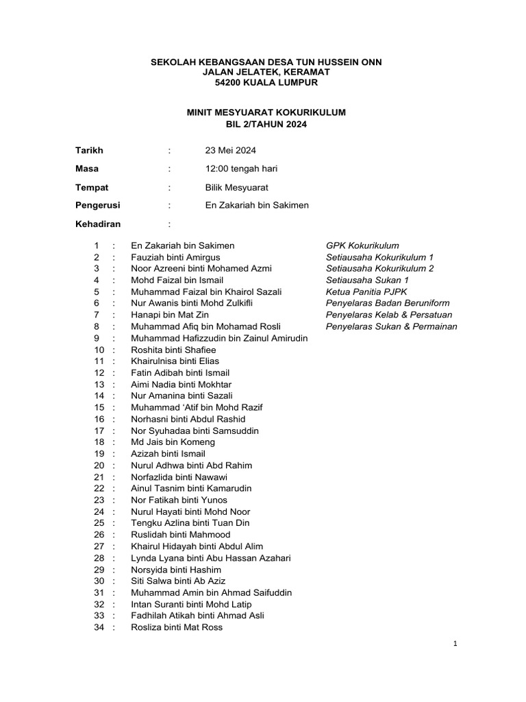 Minit Mesyuarat Koku 2 - 2024 | PDF
