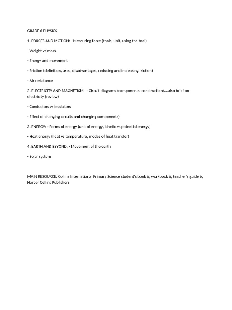 Grade 6 Physics | PDF