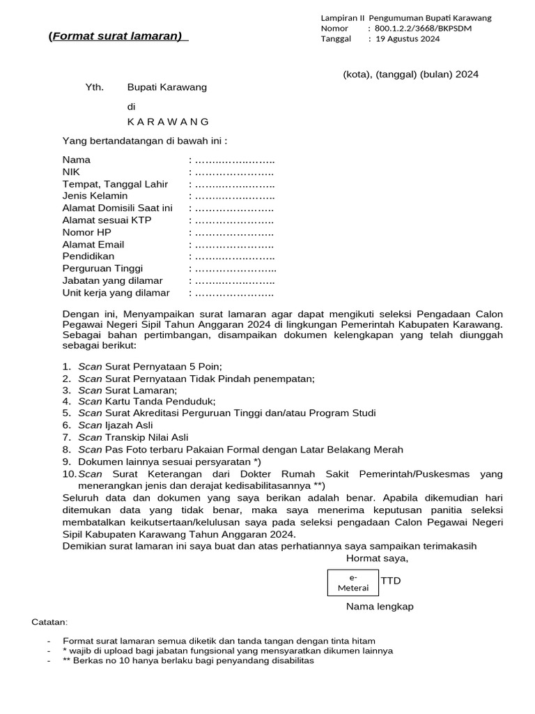 Format Surat Lamaran | PDF