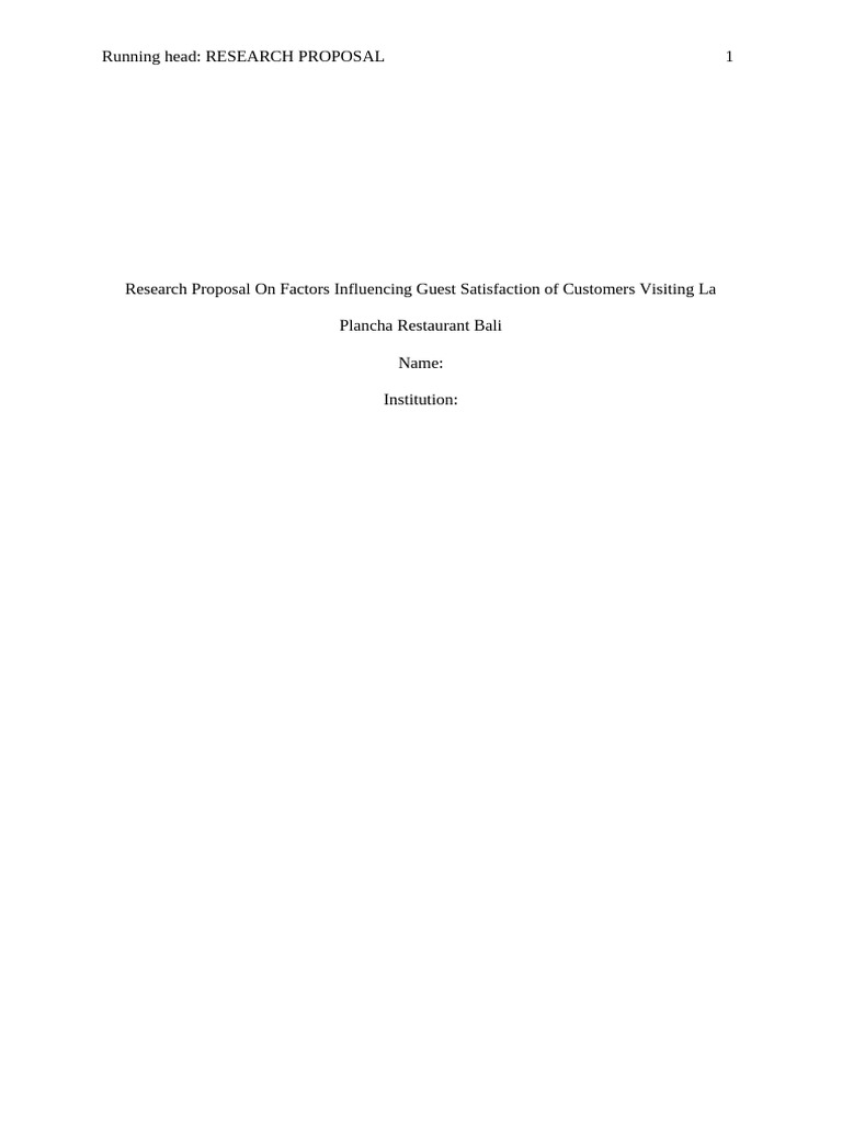 Running Head: RESEARCH PROPOSAL 1 | PDF