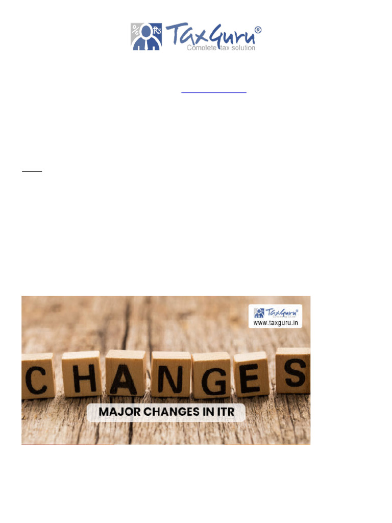 Major Changes in ITR For FY 2023-24 - Taxguru - in | PDF