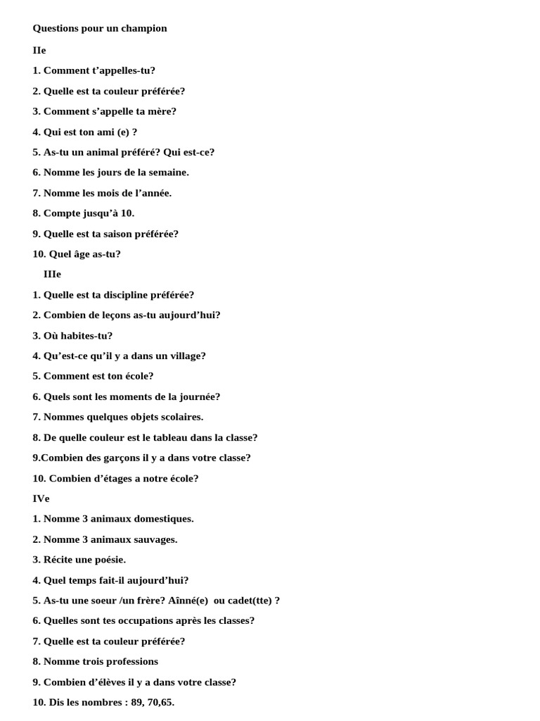 Questions Pour Un Champion | PDF