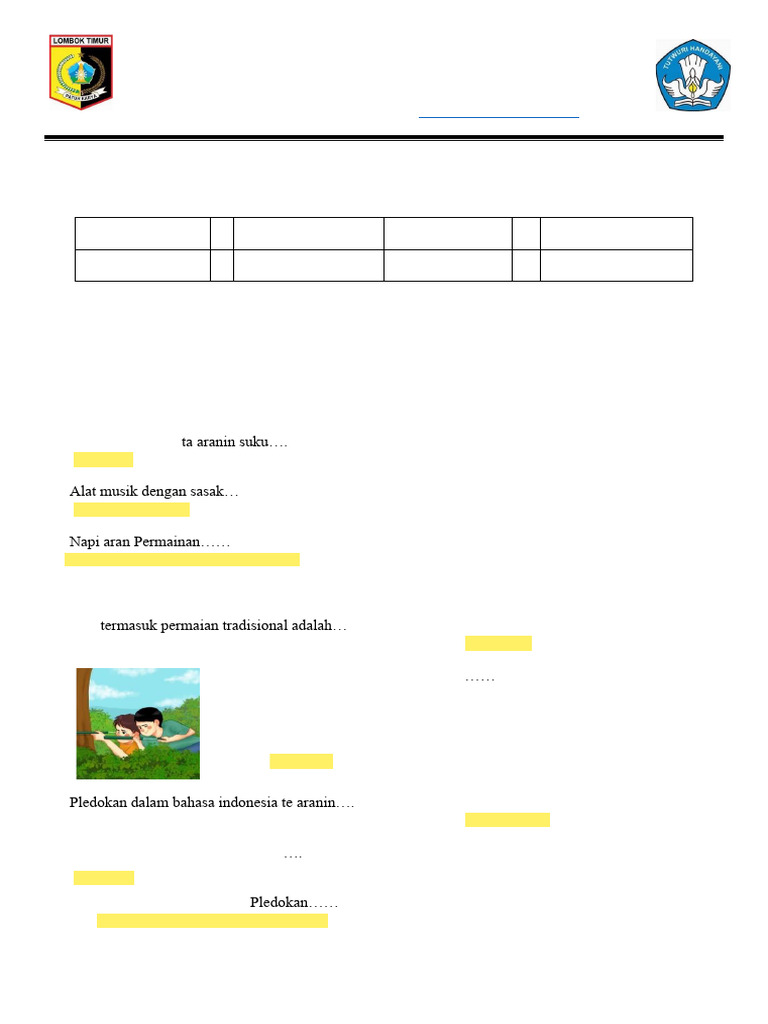 Kumpulan Soal Sas Mulok Sasak 2-5.PDF Jawaban | PDF