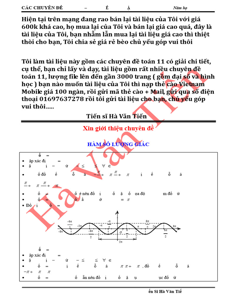 11), V-Chuong 1 Luong Giac 11 Hay Ts Ha Van Tien | PDF