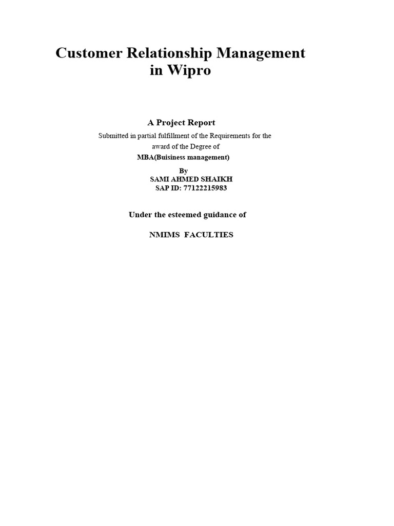 CRM in Wipro | PDF