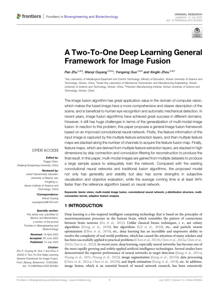 A Two-To-One Deep Learning General Framework For Image Fusion | PDF