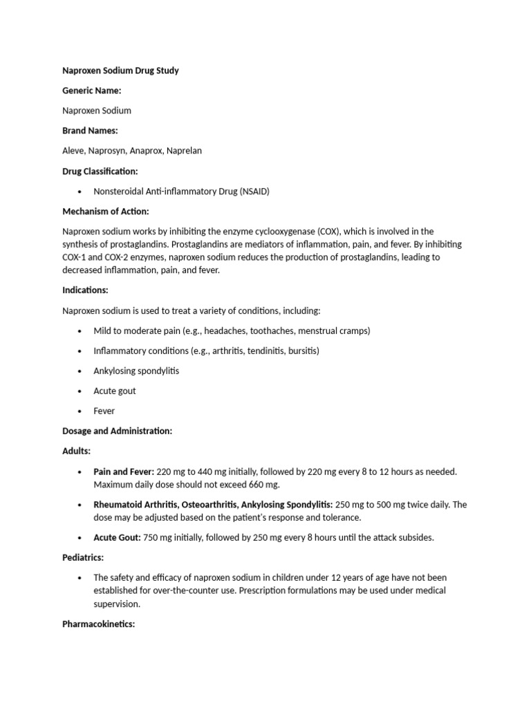 Naproxen Sodium Drug Study | PDF | Nonsteroidal Anti Inflammatory Drug ...