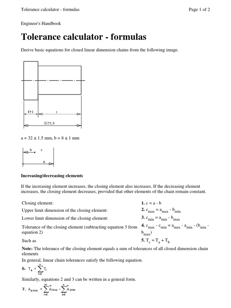 Tolerance Calculation Formulas Explained | PDF | Teaching Methods ...