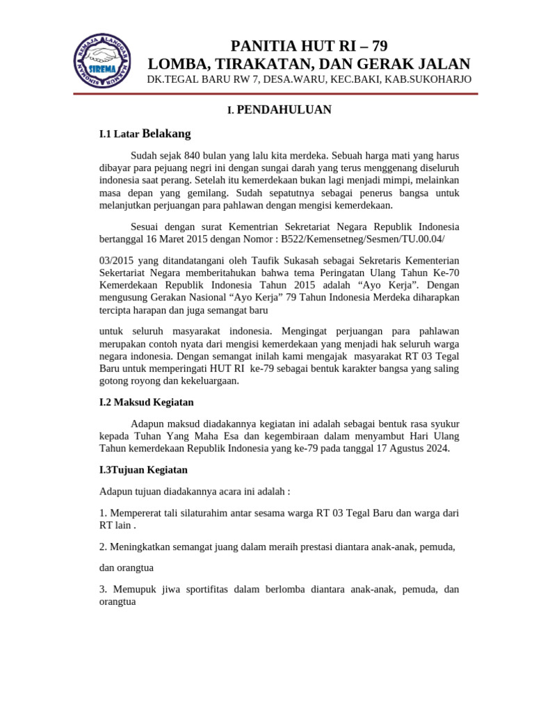 Proposal 17an Desa Sirema 2024 | PDF