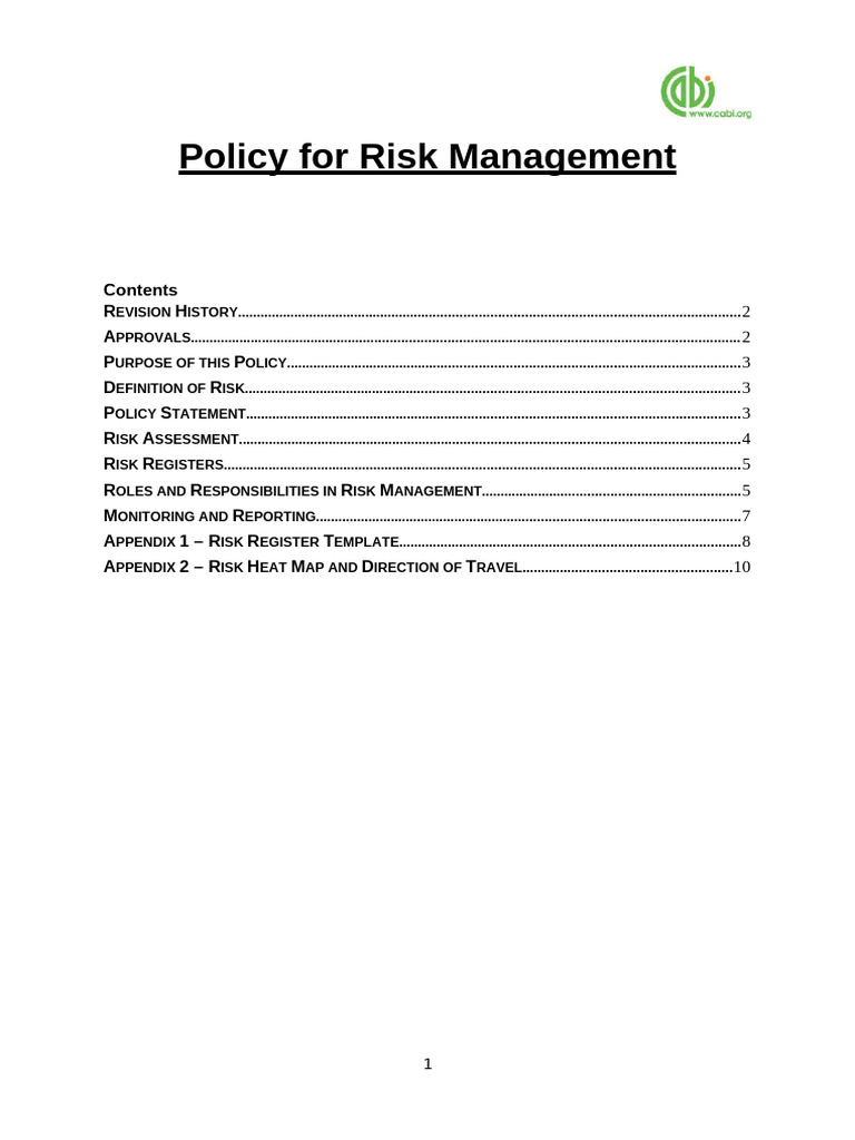 Risk Management Policy | PDF