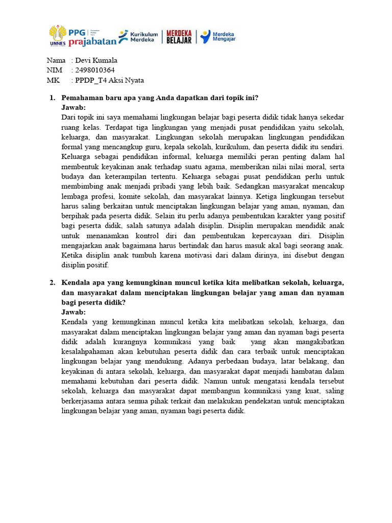 T4 Aksi Nyata PPDP - Devi Kumala | PDF