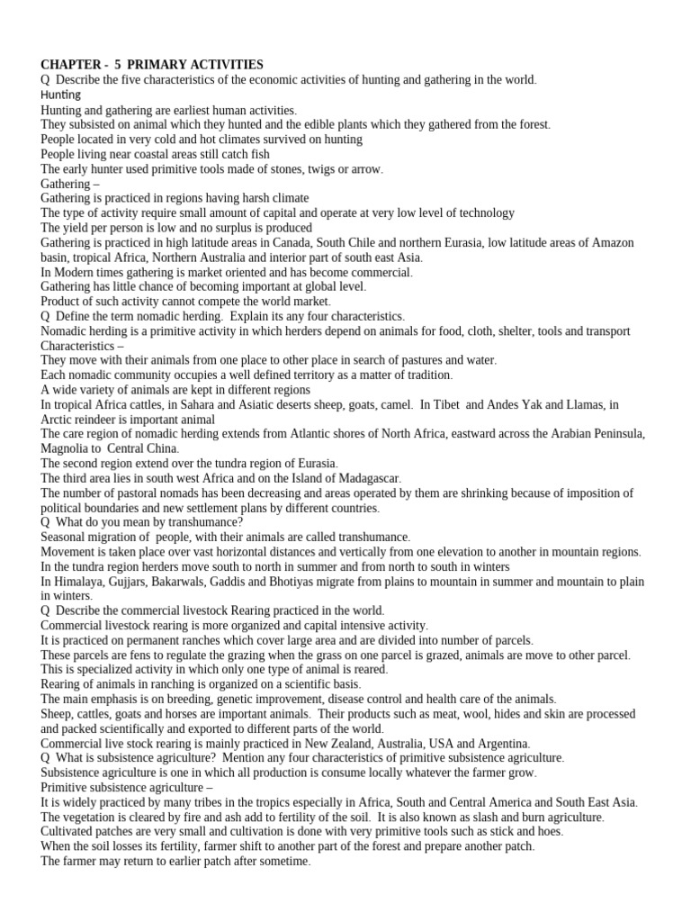 Chapter 5 Primary Activity | PDF