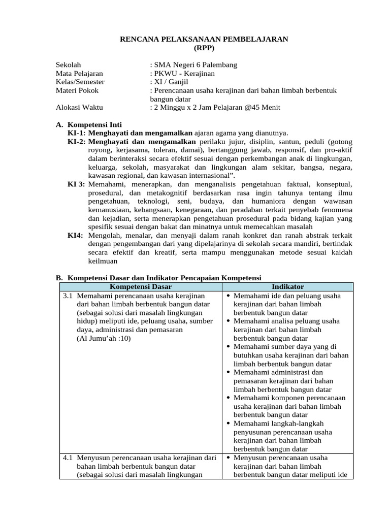 RPP1 Khusus Prakarya | PDF