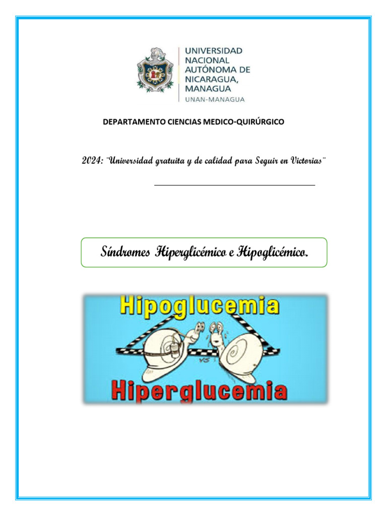 Guía Semana#2 SINDROMES HIPOGLUCEMICO e HIPERGLUCEMICO 2024 | PDF