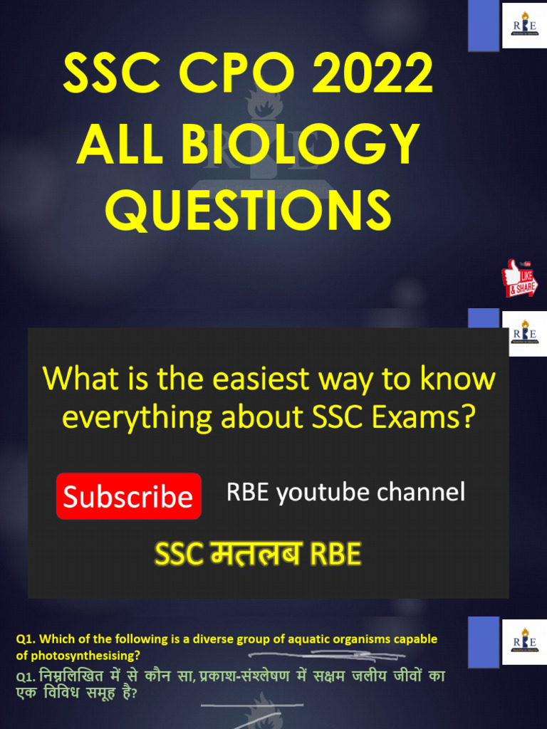 SSC CPO 2022 All Biology Questions | PDF
