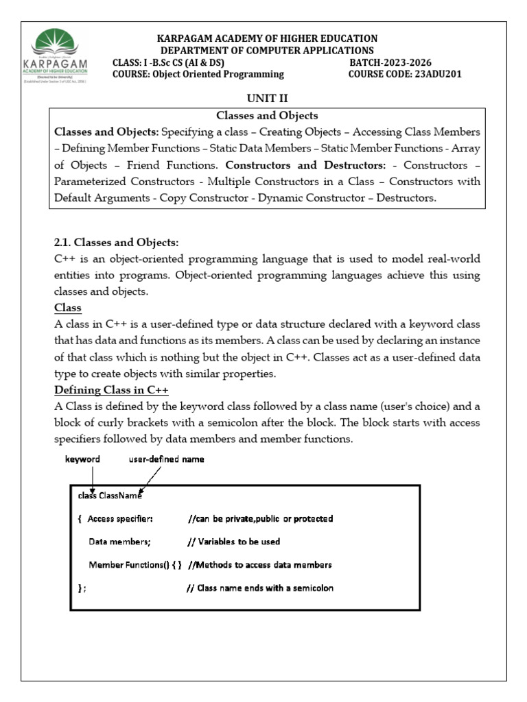 C++ Unit 2 | PDF