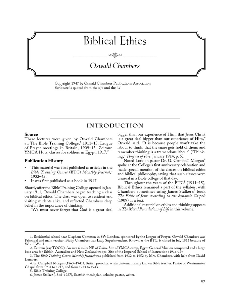 Biblical Ethics | PDF