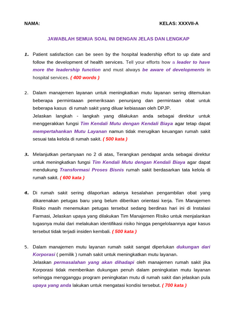 UAS MUTU - Angkatan - 37 | PDF