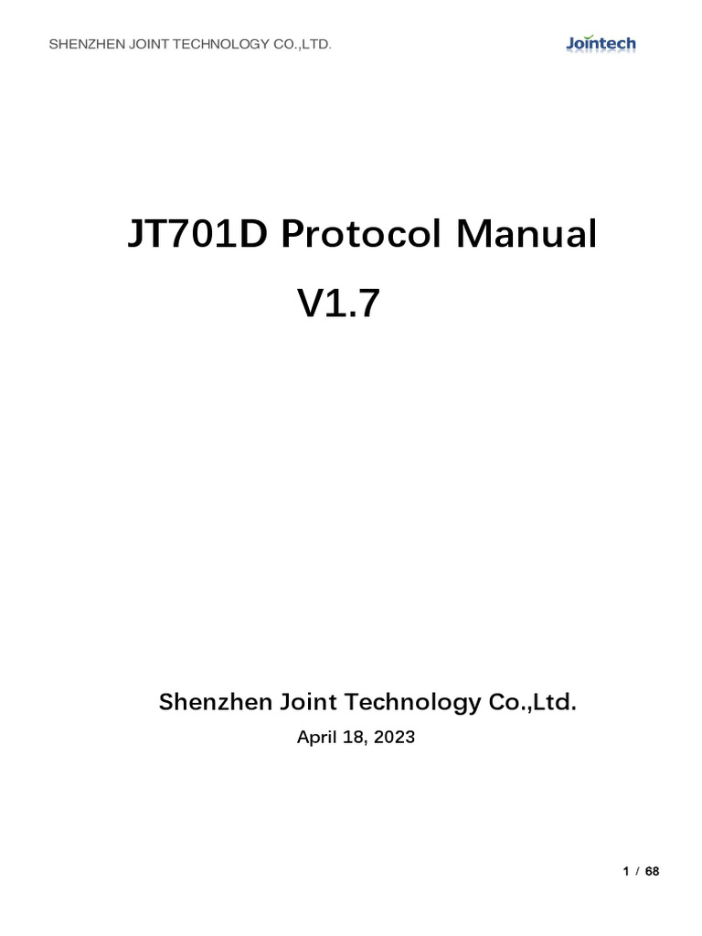 JT701D Protocol ManualV1.7 | PDF