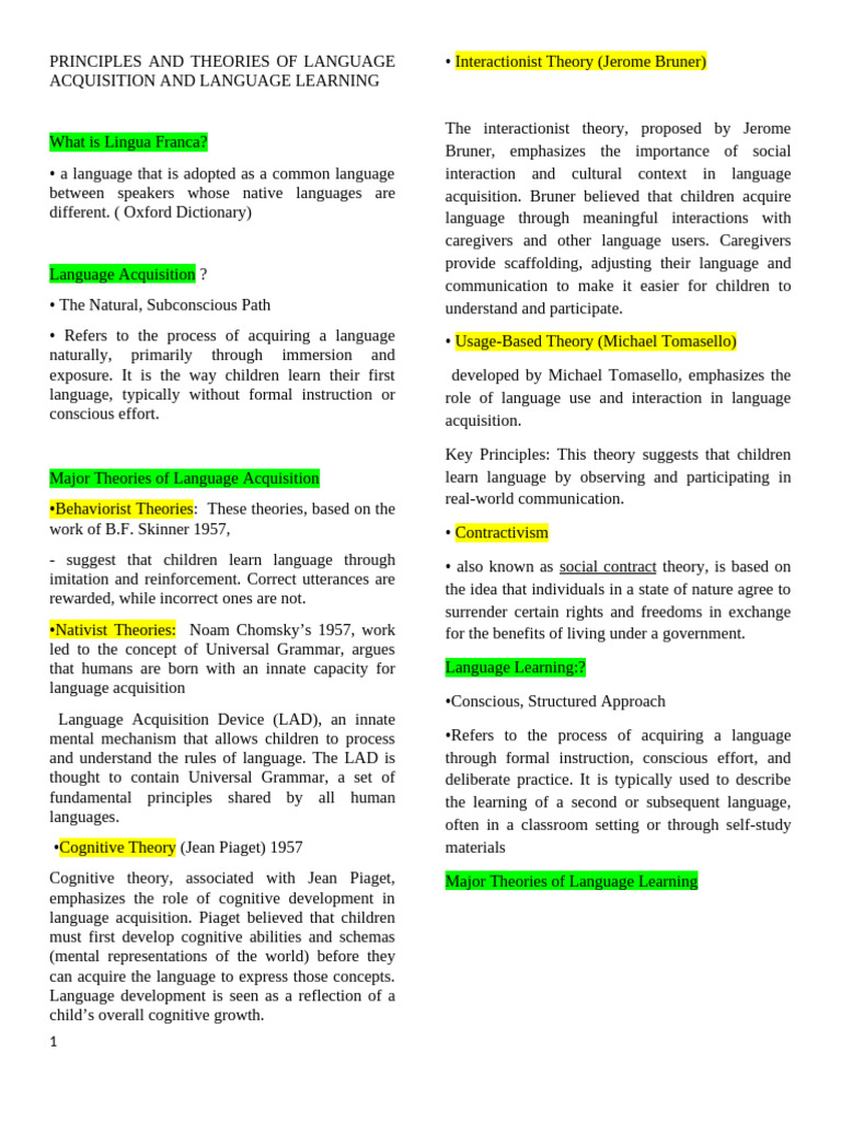 Principles Theories Lesson 1 | PDF