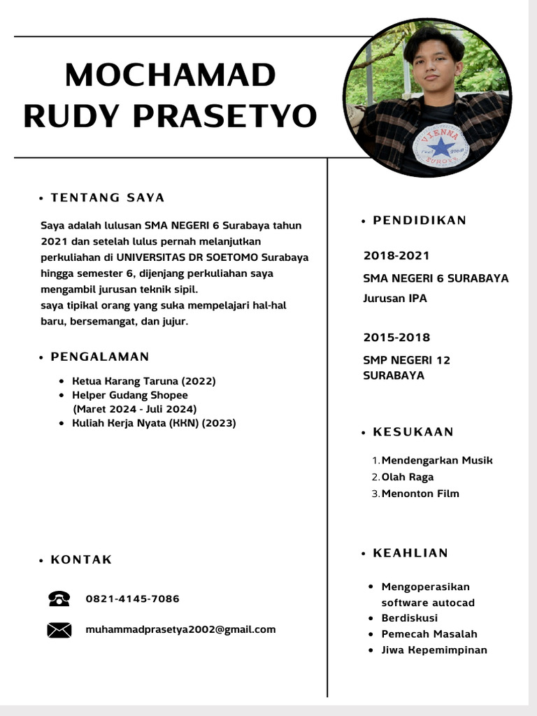 Mochamad Rudy Prasetyo: Pendidikan 2018-2021 Tentang Saya | PDF